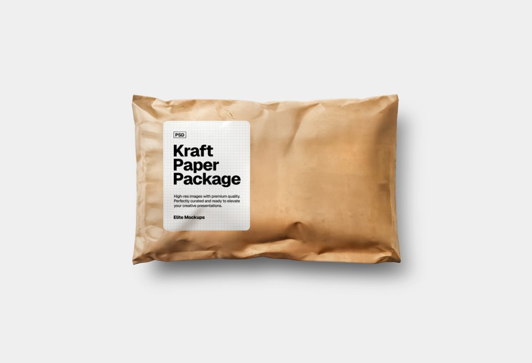 Kraft Paper Mailer with Label Mockup - Mockup World